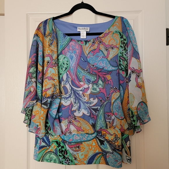 NorthStyle | Tops | Northstyle Womens Flowy Colorful Paisley Blouse ...